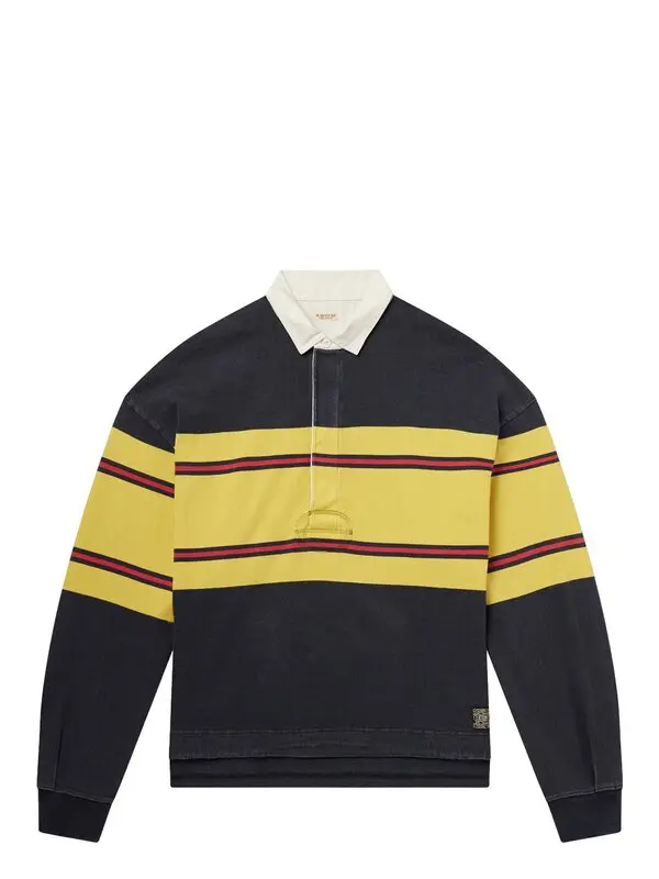 Kapital Big Striped Cotton-jersey Polo Shirt - Black
