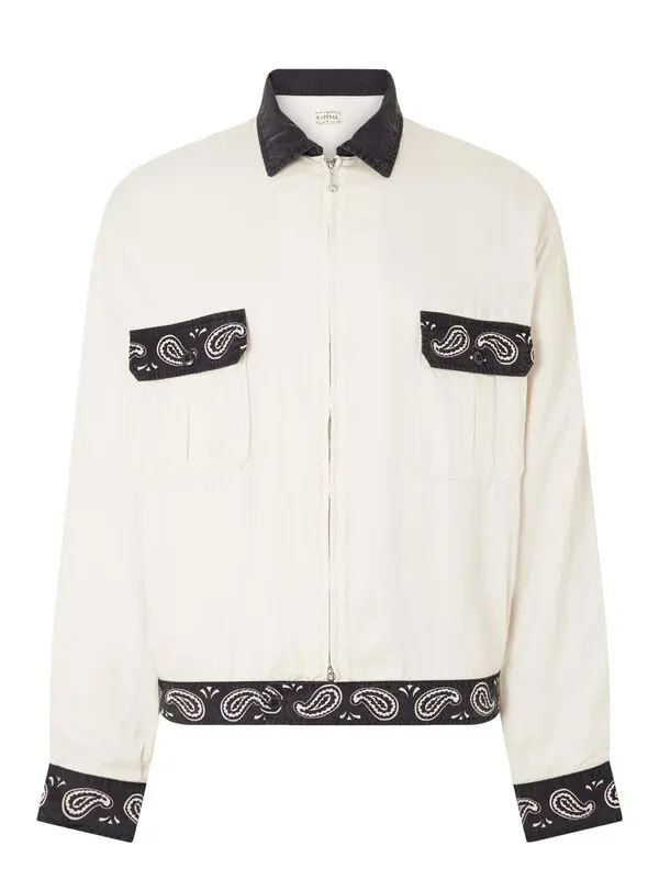 Kapital Rayon Twill Jacket With Bandana Print Accents - Cream