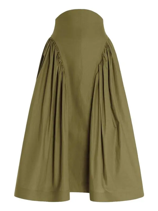 CONCEPTO Mirage Cotton Midi Skirt With Pockets - Green