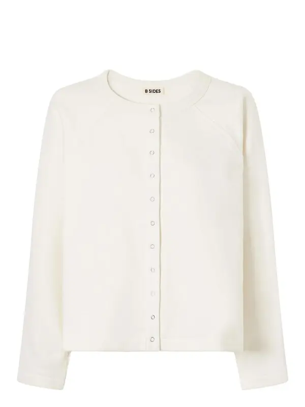 B Sides Cotton-jersey Cropped Cardigan With Raglan Sleeves - Ivory