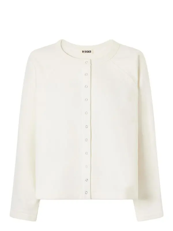 B Sides Cotton-jersey Cropped Cardigan With Raglan Sleeves - Neutrals