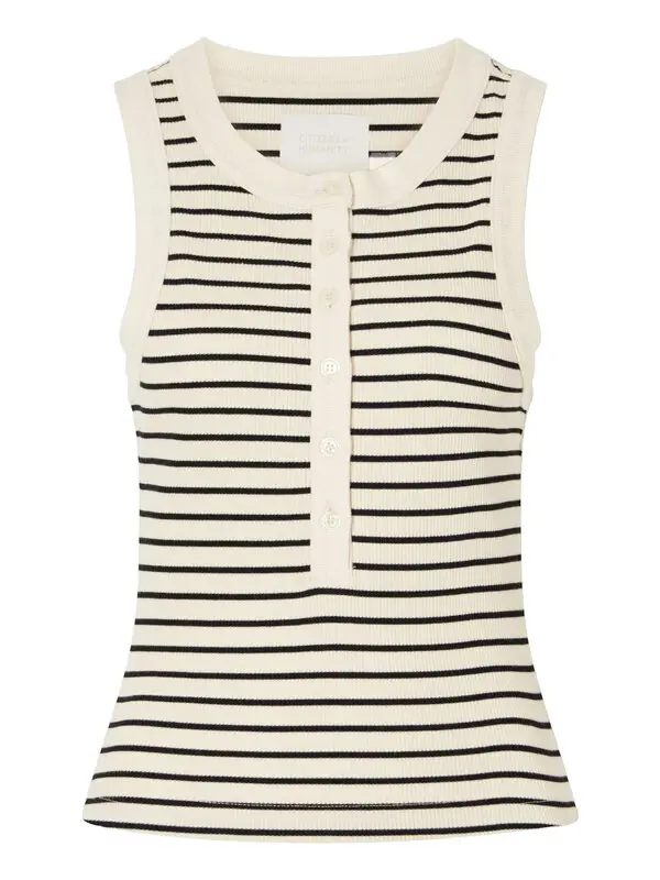 Citizens Of Humanity Caralyn Striped Ribbed Cotton-blend Tank - Beige