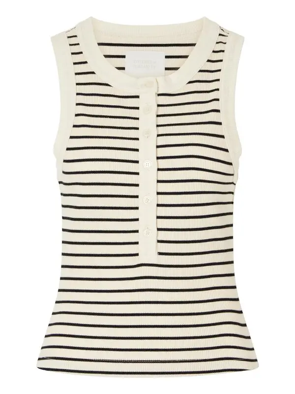 Citizens Of Humanity Caralyn Striped Ribbed Cotton-blend Tank - Neutrals