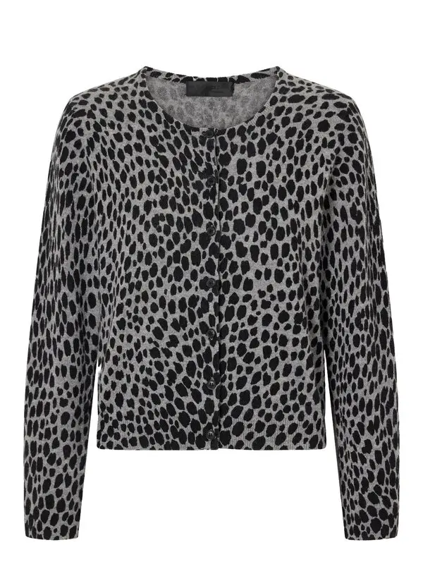 NILI LOTAN Keelah Leopard-jacquard Cashmere Cardigan - Gray
