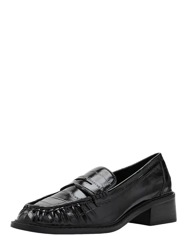 Vince Camuto Eshnie Embossed Loafer With Block Heel - Black