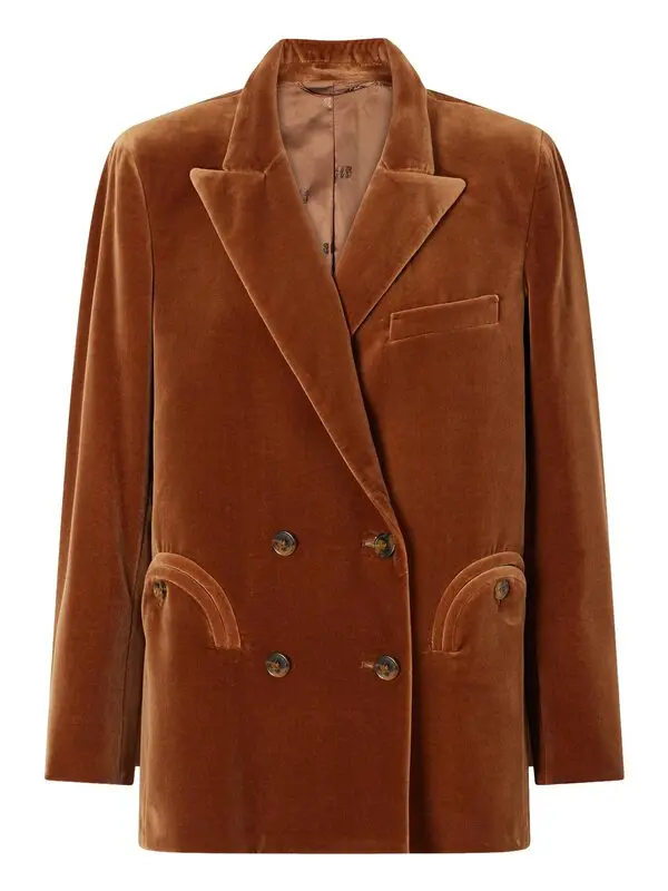 BLAZÉ MILANO Double-breasted Cotton-velvet Blazer - Brown
