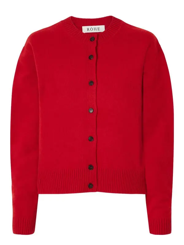RÓHE Merino Wool-blend Cropped Cardigan - Red