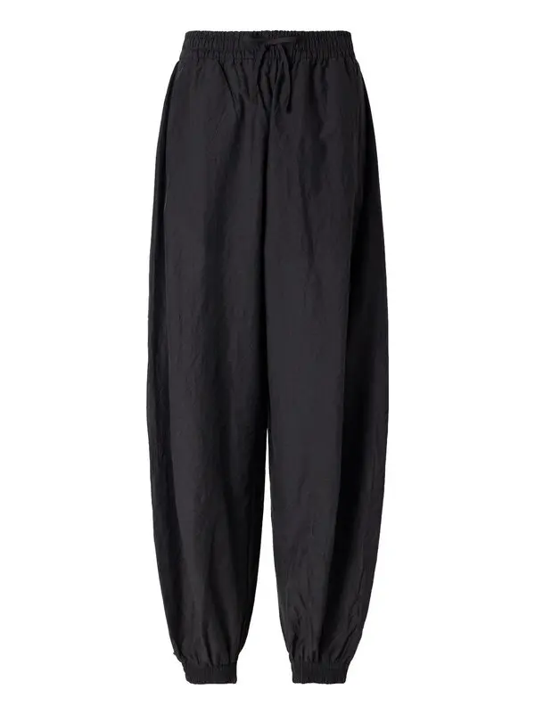 RÓHE Cotton-blend Seersucker Tapered Balloon Pants - Black