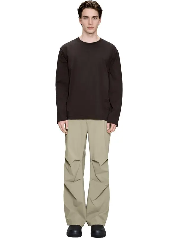 Rains Classic Long Sleeve T-shirt With Graphic Detail - Bark