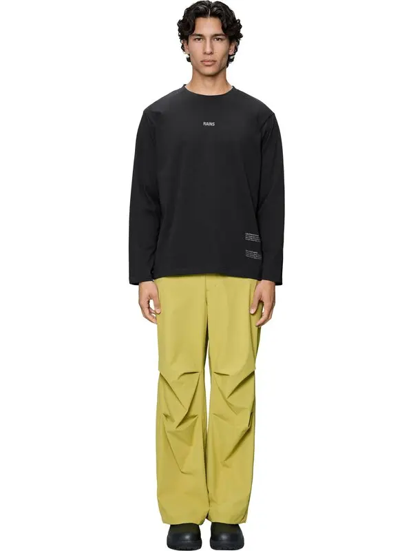 Rains Classic Long Sleeve T-shirt With Graphic Detail - Black