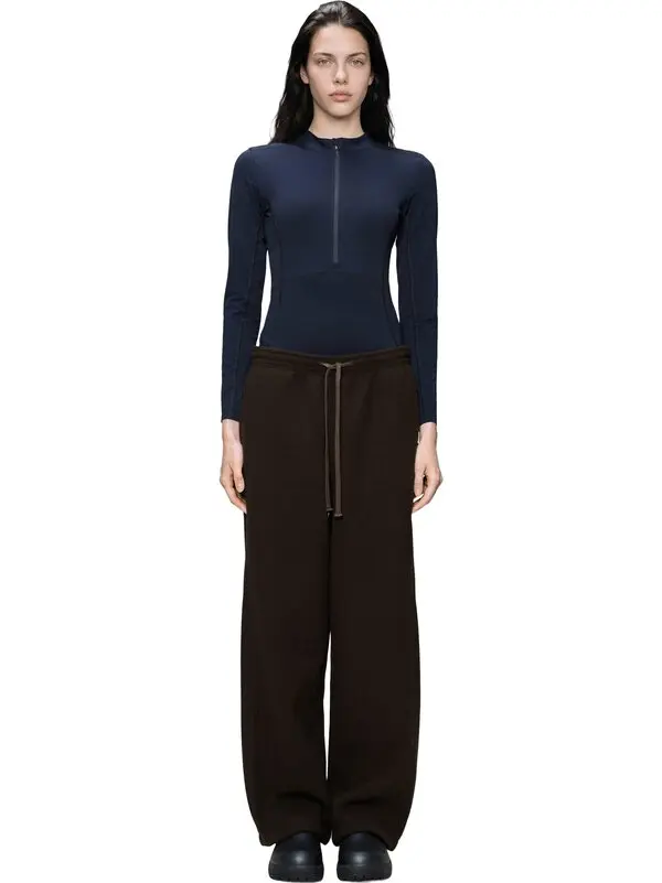 Rains Heavyweight Fleece Wide-leg Pants - Bark