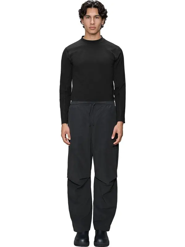Rains Wide-leg Light Woven Pants With Action Pleats - Black