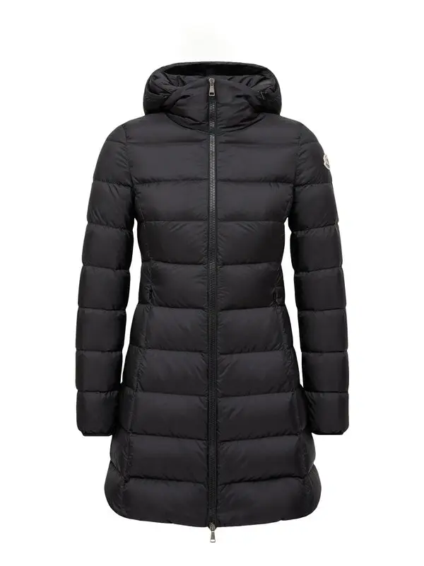 Moncler Gie Hooded Long Down Jacket - Black