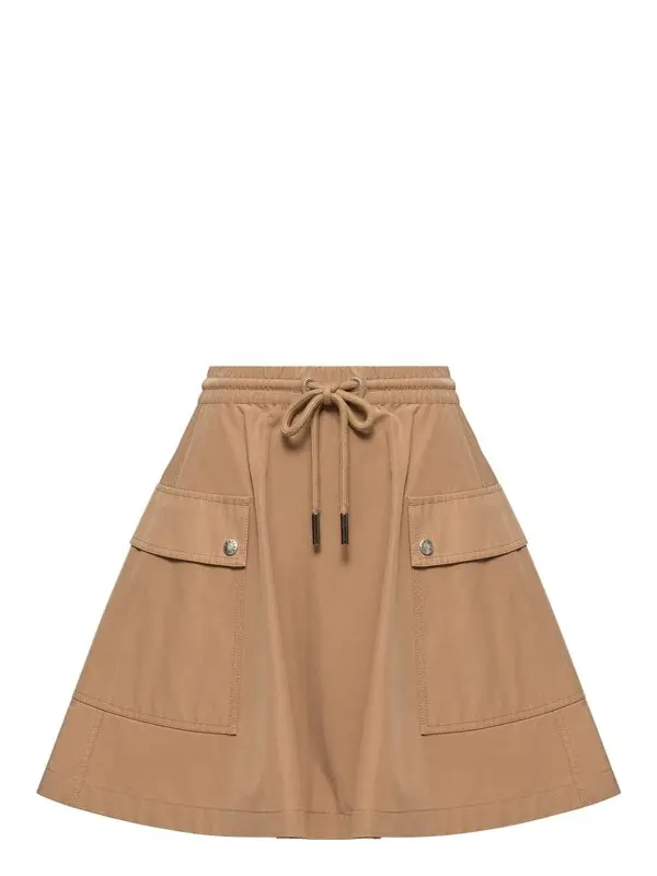 Moncler Cotton Blend A-line Mini Skirt - Beige