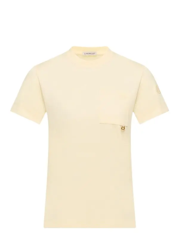 Moncler Cotton T-shirt With Metal Logo - Yellow