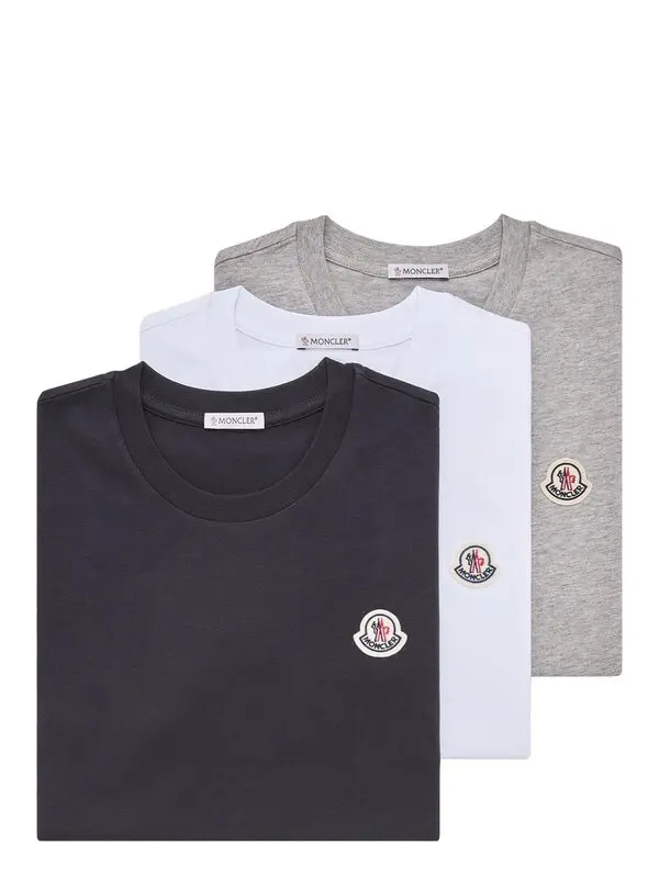 Moncler Logo Patch Cotton T-shirts - Multicolor