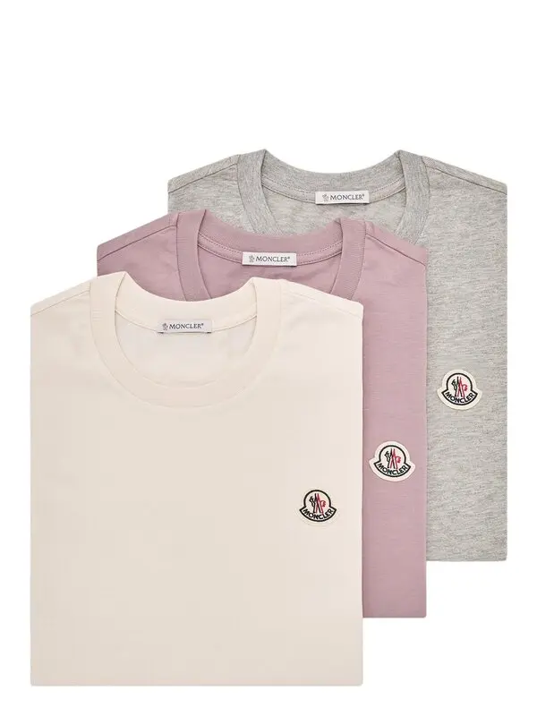 Moncler Logo Patch Cotton T-shirt Set - Multicolor