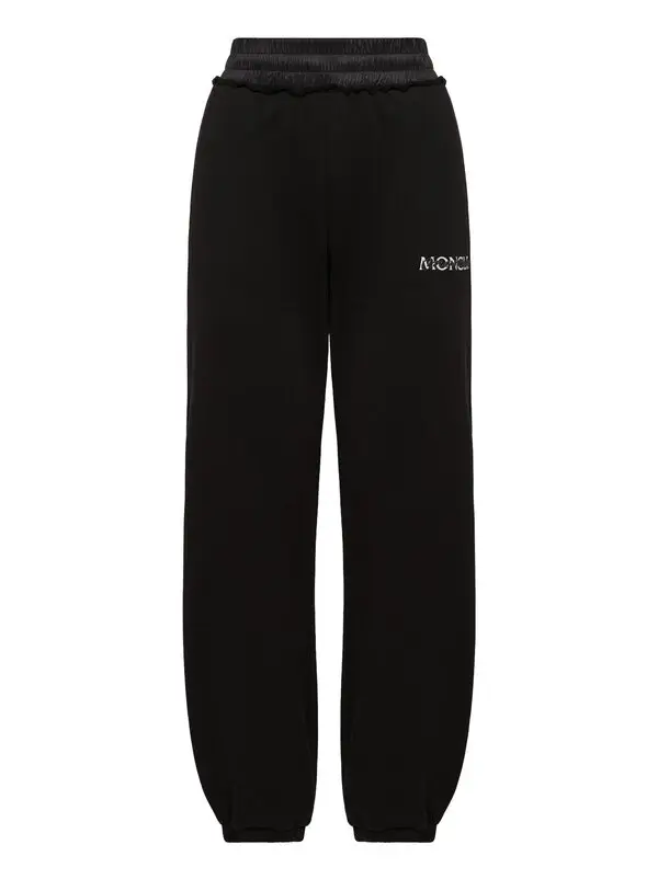 Moncler Logo Cotton Fleece Sweatpants - Black