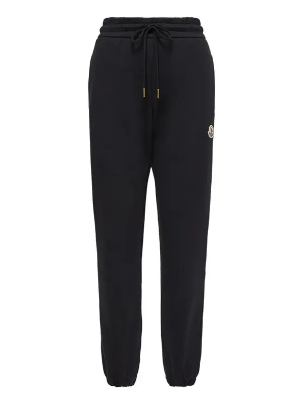 Moncler Logo Cotton Blend Fleece Sweatpants - Blue