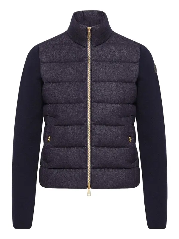Moncler Wool & Cashmere Blend Zip-up Cardigan - Blue