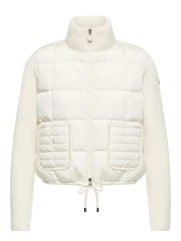 Moncler Quilted Zip-up Cardigan With Down-filled Front - White