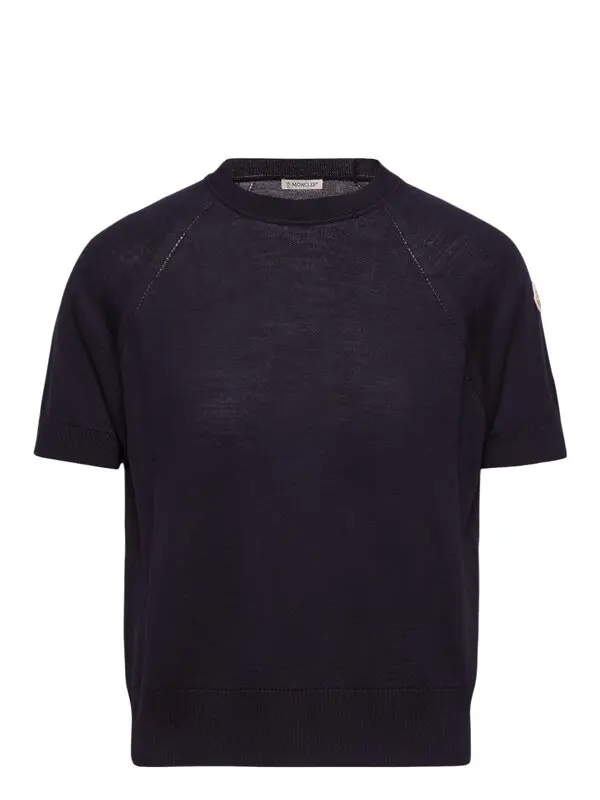 Moncler Short Sleeve Wool Sweater - Blue