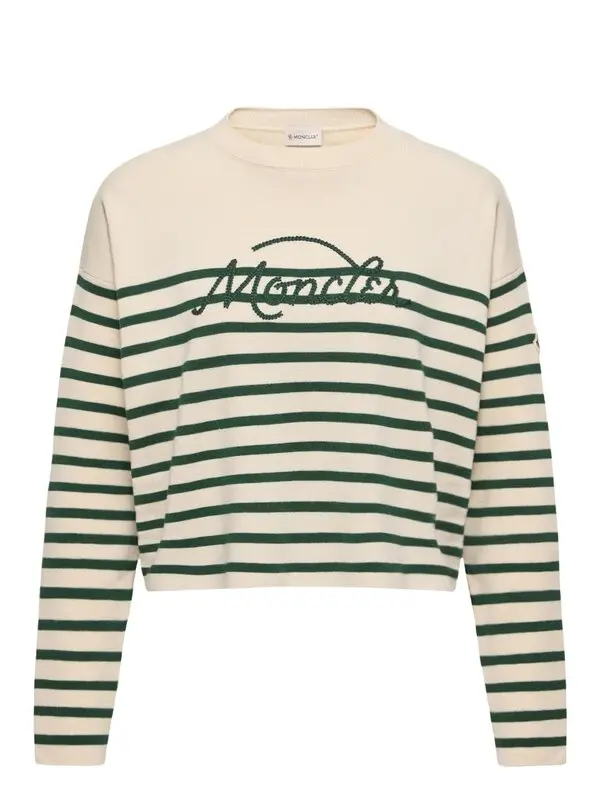 Moncler Striped Wool Sweater - White