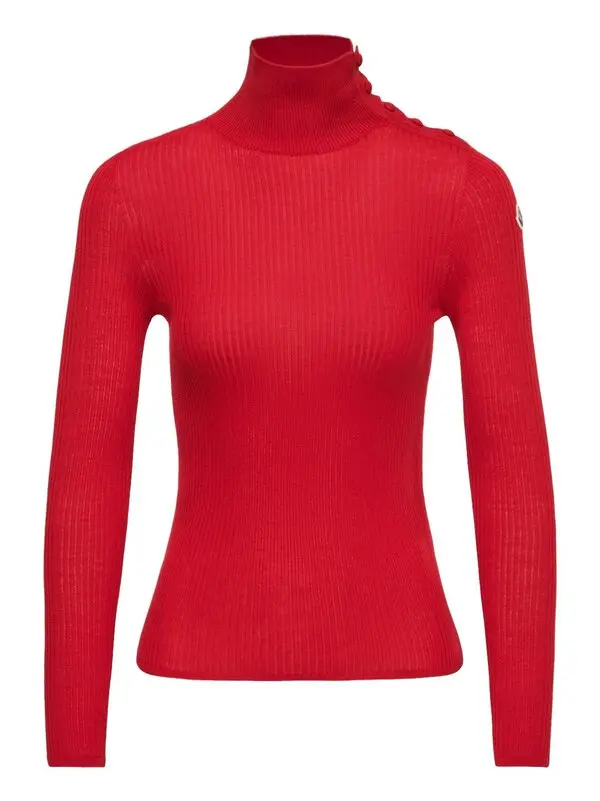 Moncler Ribbed Turtleneck Pullover - Red