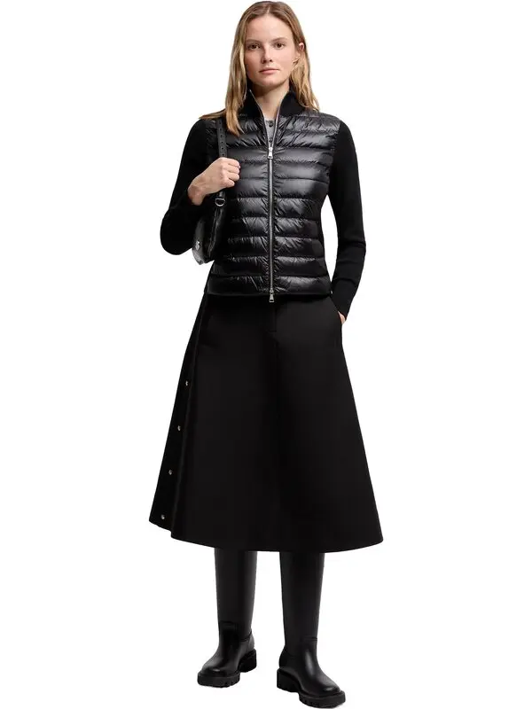 Moncler Padded Wool Zip-up Cardigan - Black