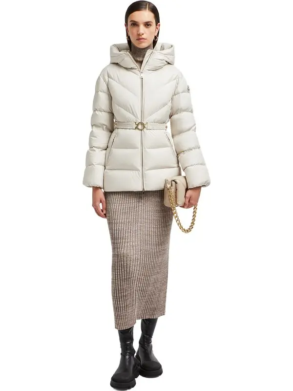 Moncler Brosse Diagonal-quilted Hooded Short Down Jacket - White
