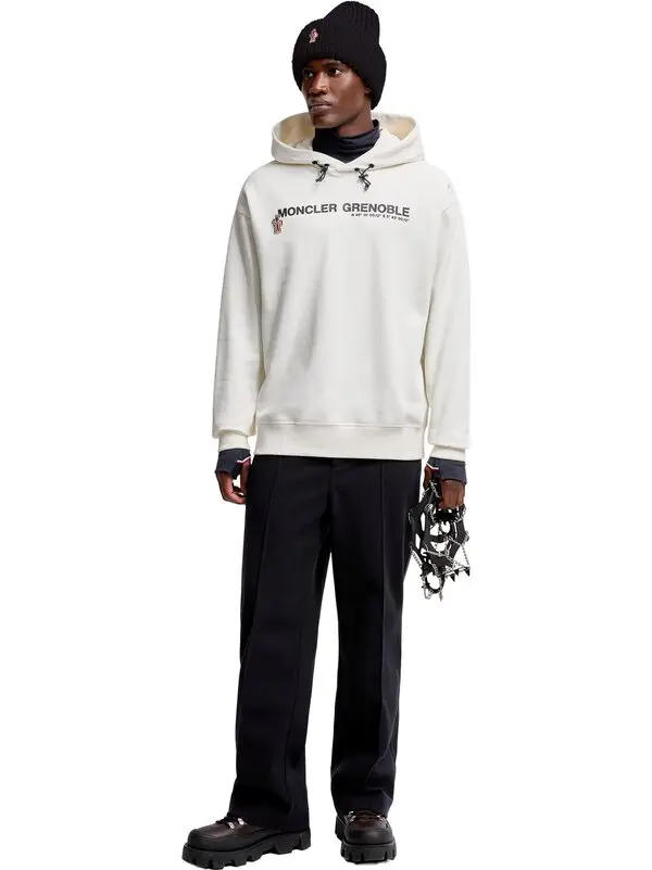 Moncler Logo Cotton Hoodie - White
