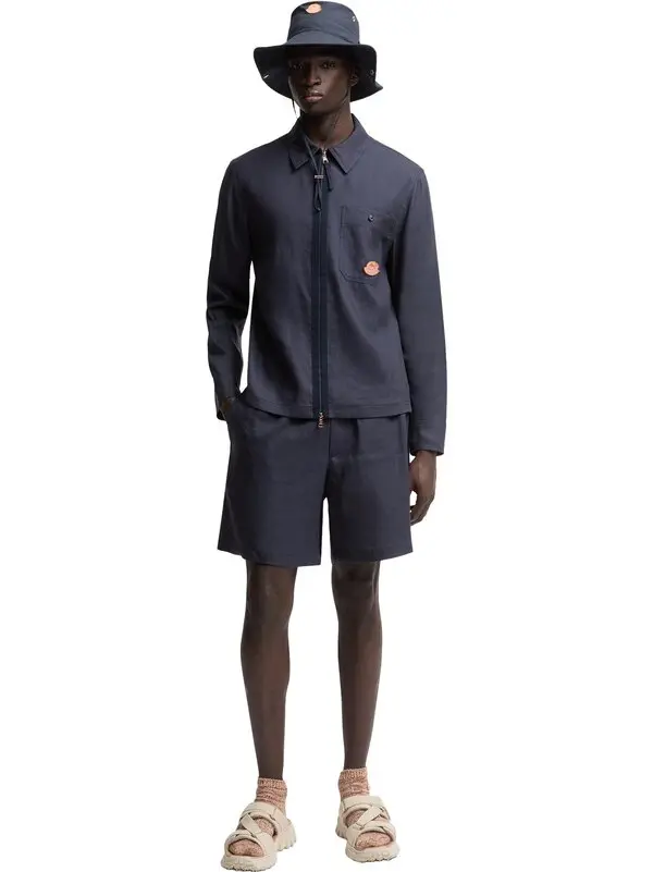 MONCLER X GILGA FARM DESIGNED BY DONALD GLOVER X Gilga Farm Donald Glover Linen Blend Shirt - Blue