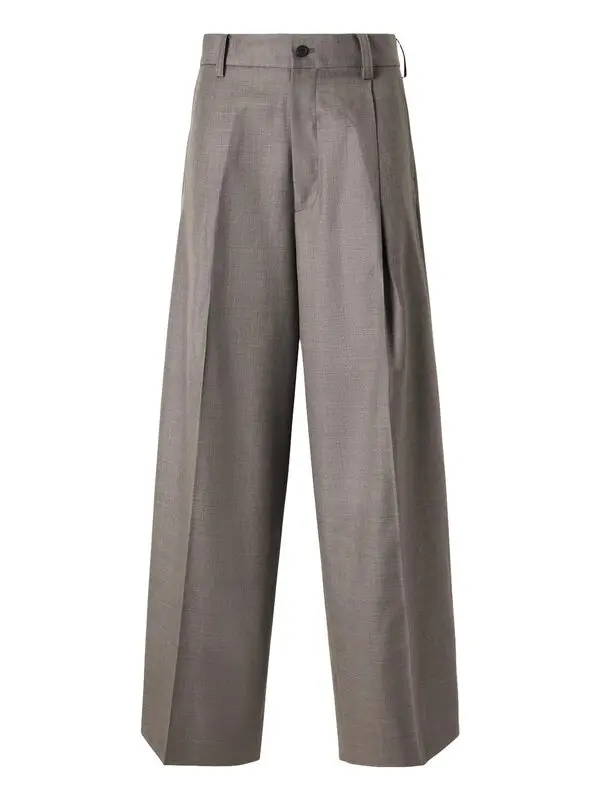 SSSTEIN Wool Pleated Wide-leg Trousers - Gray
