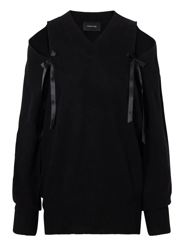 Simone Rocha Cashmere Sweater With Bow Detail - Black