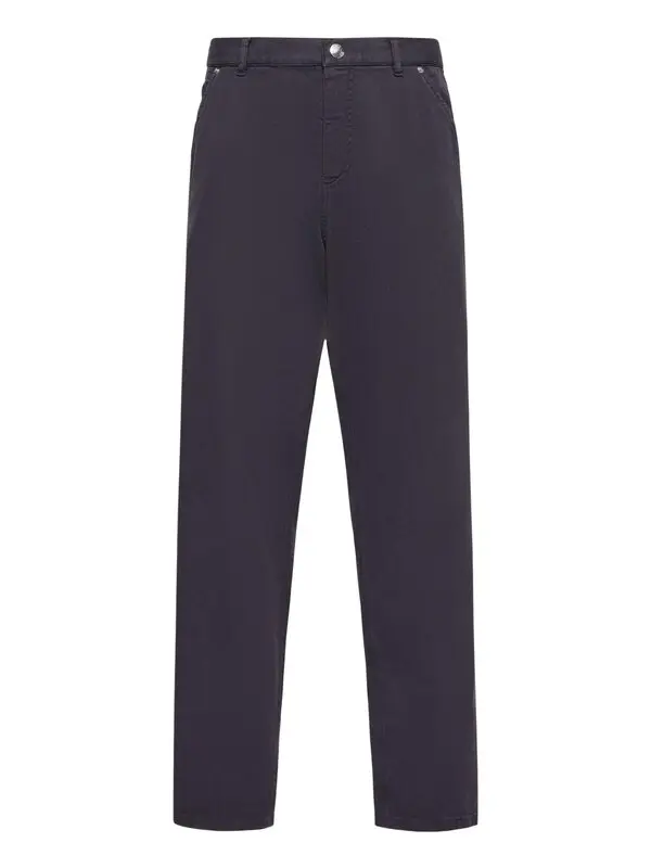 Moncler Cargo Cotton Blend Gabardine Pants - Blue