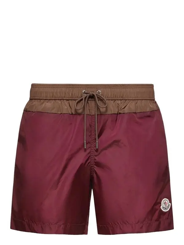Moncler Contrast Swim Shorts - Red