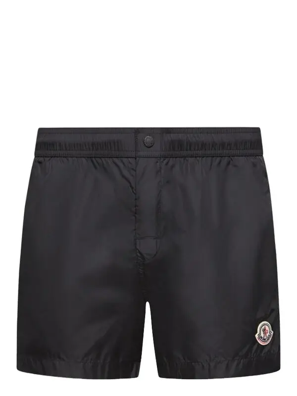 Moncler Geometric Logo Swim Shorts - Black