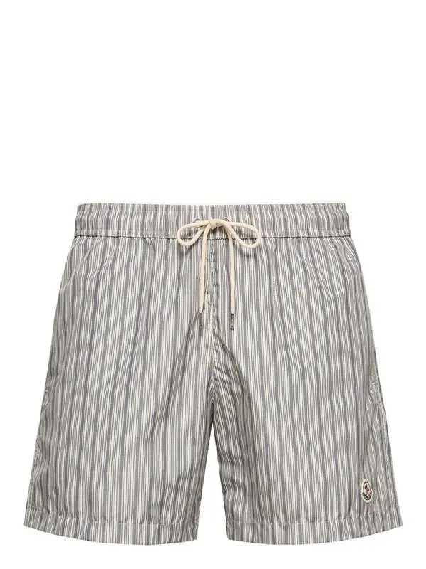 Moncler Striped Swim Shorts With Logo Patch - Multicolor