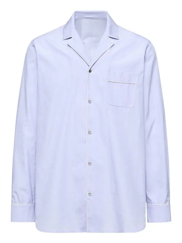 Moncler Fil-à-fil Cotton Long Sleeve Shirt - Blue