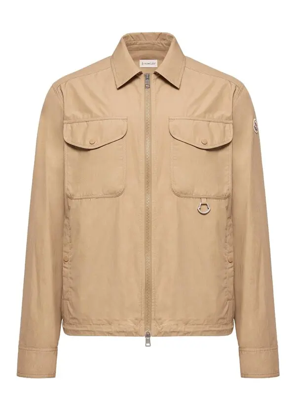 Moncler Cotton Poplin Zip-up Shirt Jacket - Beige