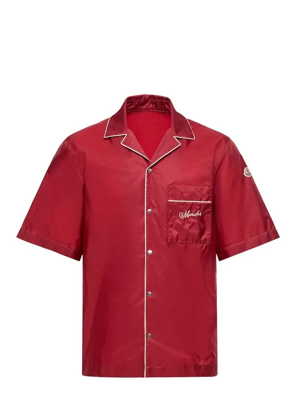 Moncler Embroidered Logo Short Sleeve Shirt - Red