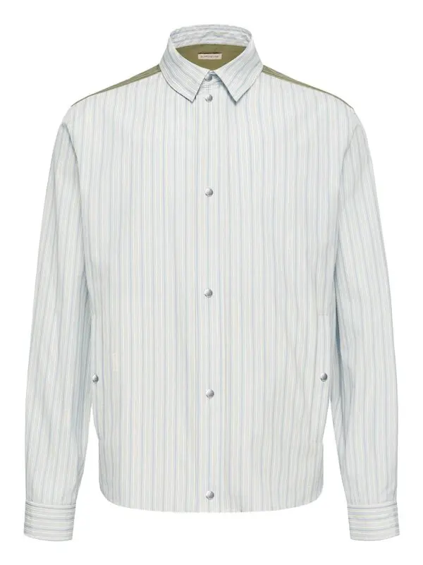 Moncler Striped Cotton Poplin Shirt - Blue