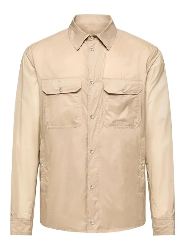 Moncler Logo Patch Long Sleeve Shirt - Beige