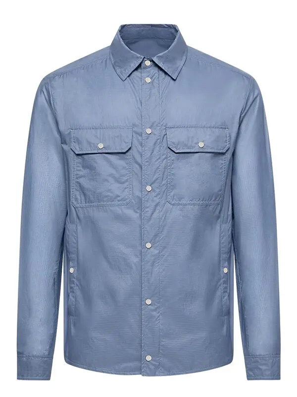 Moncler Logo Patch Long Sleeve Shirt - Blue