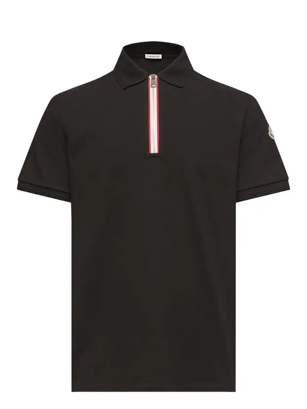 Moncler Tricolor-trimmed Cotton Polo Shirt - Black