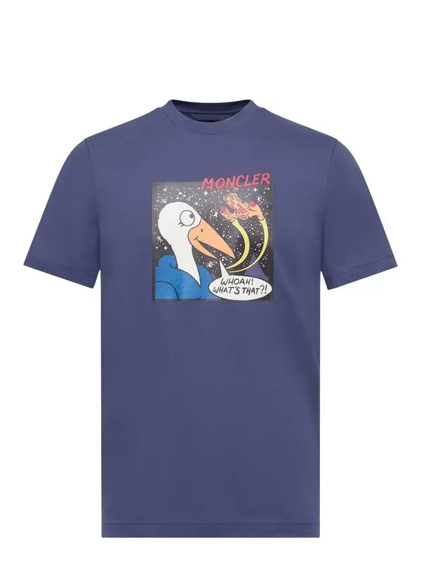 Moncler Space Monduck Cotton T-shirt - Blue