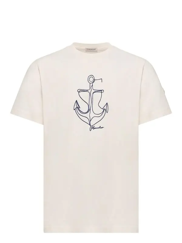 Moncler Embroidered Cotton T-shirt - White