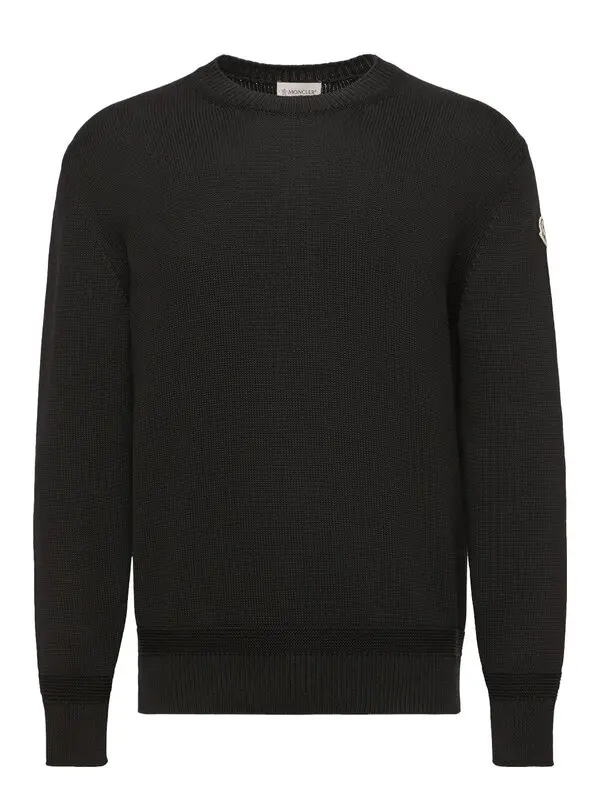 Moncler Cotton Logo Patch Sweater - Black