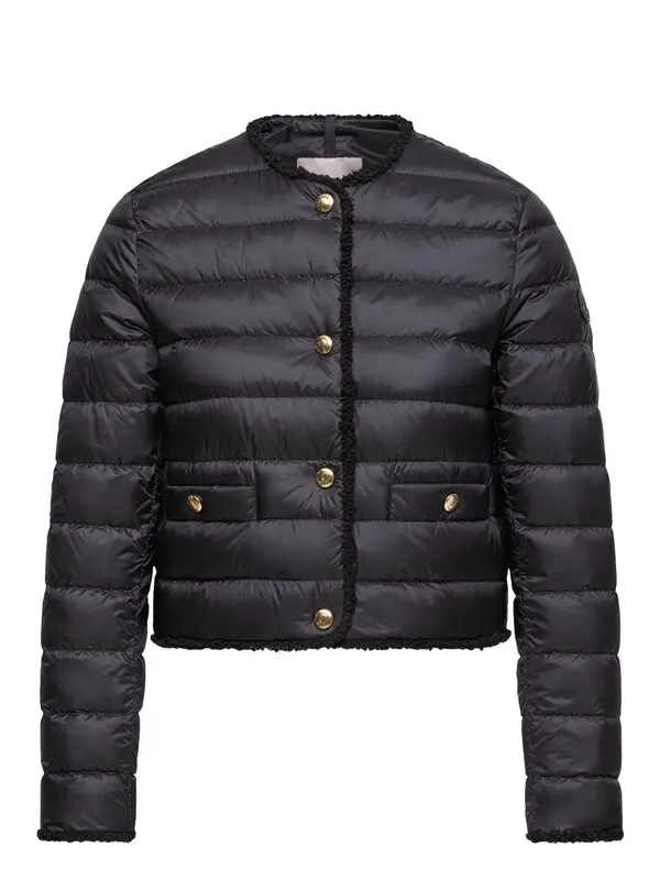 Moncler Short Down Jacket With Bouclé Trim - Black