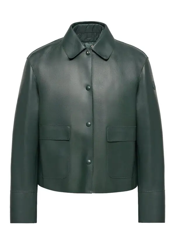 Moncler Haricot Leather 3-in-1 Shirt Jacket - Green